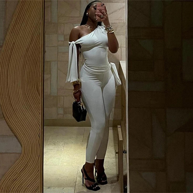 Elegant Bow One Shoulder Set - Chic Affair