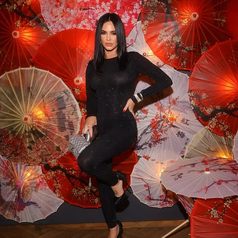 Glitter Backless Long Jumpsuit – Chic Affair